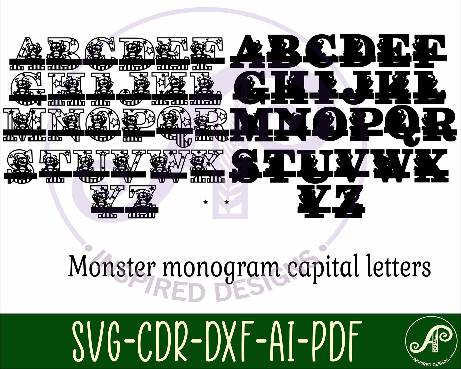Monster Monogram Letter Name Signs. 3 Layers SVG Laser Cut File, Door ...