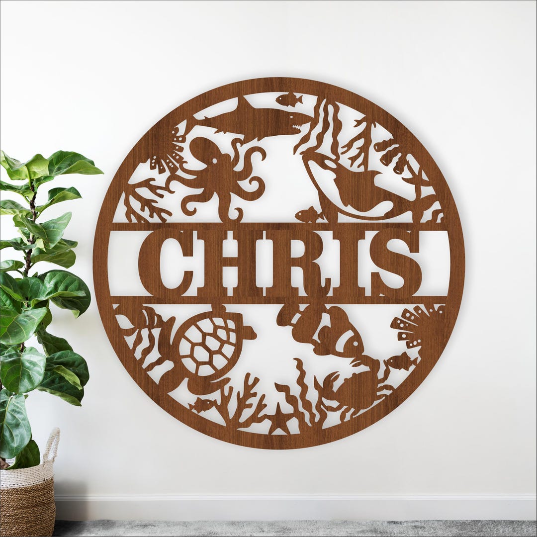 Sealife Name Sign: Ocean Theme Personalized Laser Cut Wall Art (digital ...
