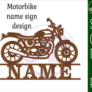 Motorbike Name Sign Svg Laser Cut Template, Door or Wall Hanger, Svg ...