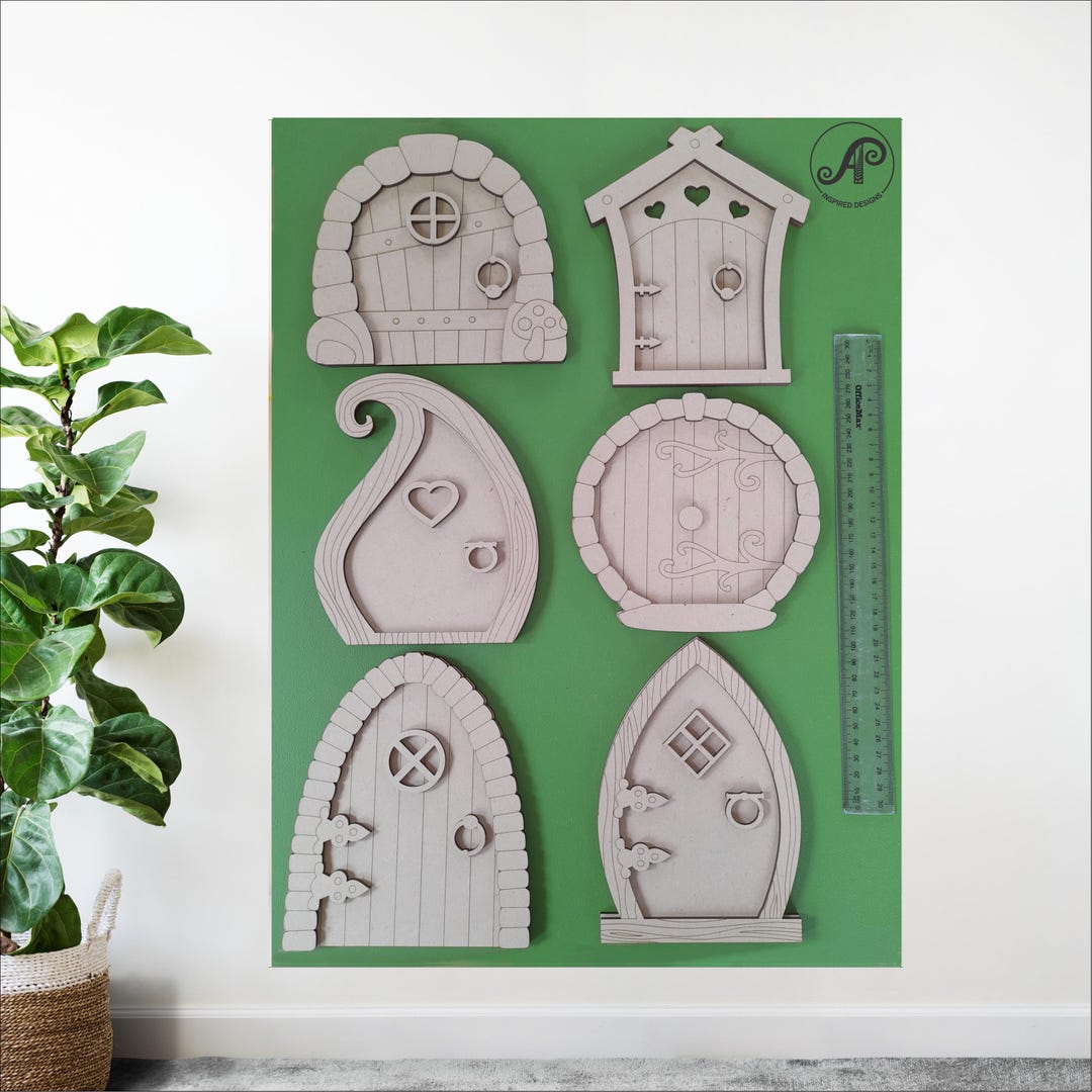 Fairy Doors SVG: Two-layer Laser Cut File Template With Windows ...