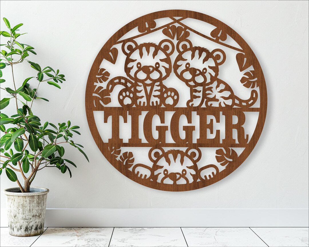 Cute Tiger Name Sign, SVG, Animal Themed Door or Wall Hanger, Laser Cut ...