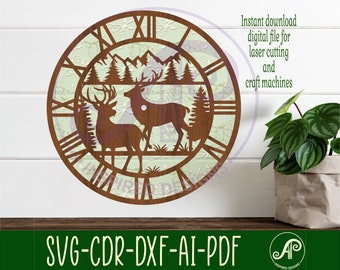 5 Hunting Clock Face Template Laser Cut Dxf, Cdr Files - Etsy