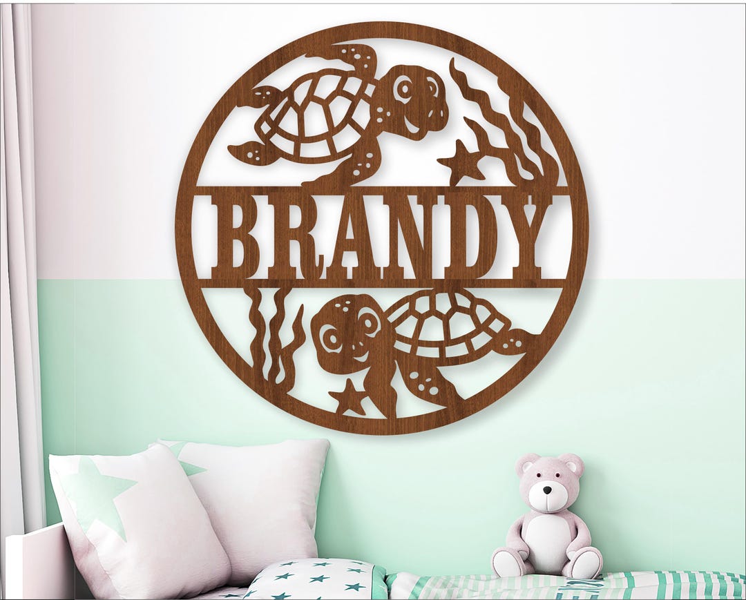 Turtle Name Sign Laser Cut File SVG, Personalized Sea Turtles Wall ...