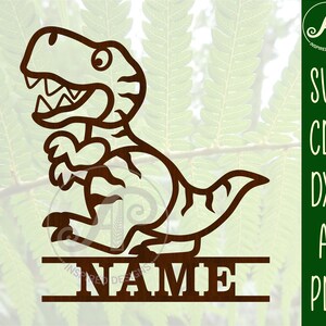T Rex Name Sign, SVG, Cute Dinosaur Themed Door or Wall Hanger, Laser ...
