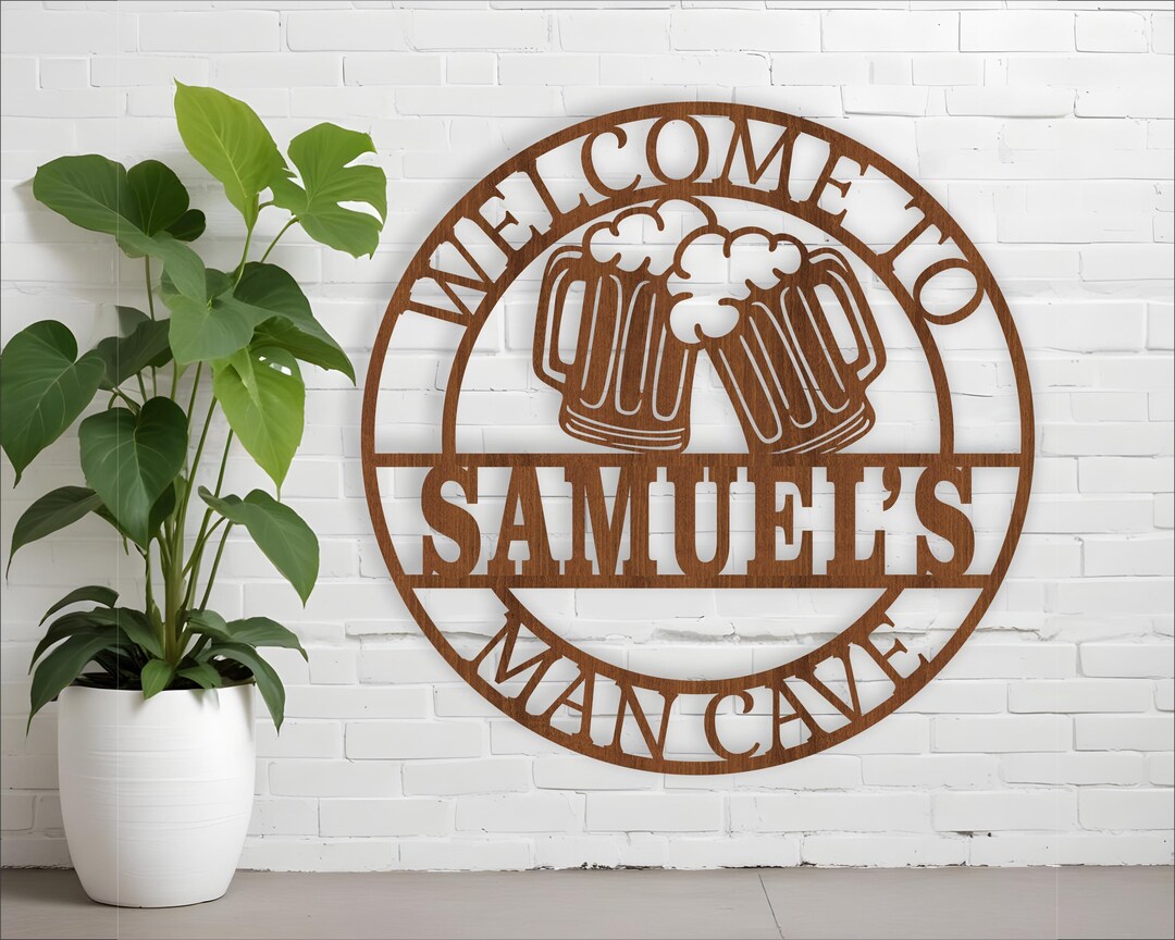 Man Cave Personalized Beer Wall Sign: Laser Cut Vector Template ...