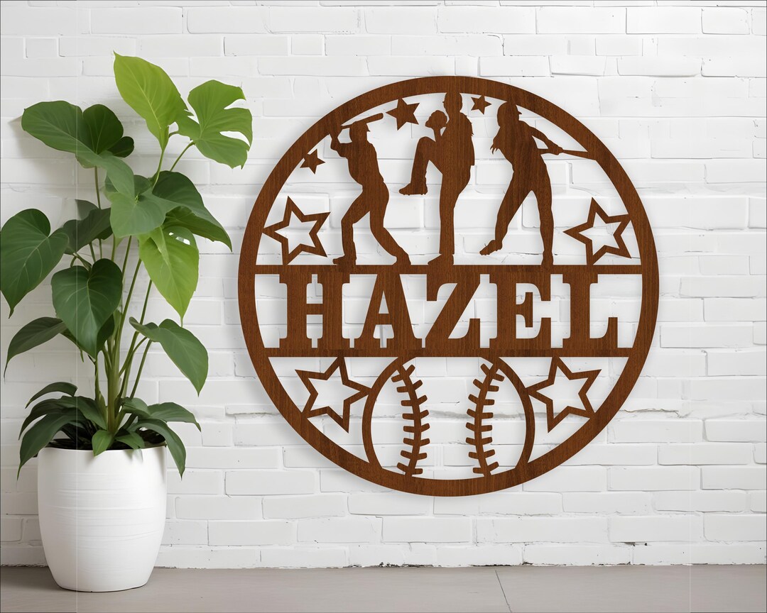 Softball Female Name Sign, SVG, Sports Themed Door or Wall Hanger ...