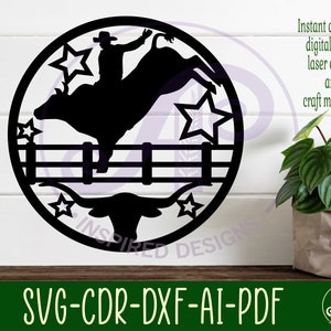 Bull Rider Wall Art, SVG File. Vector File Ai, Cdr, Dxf Instant ...