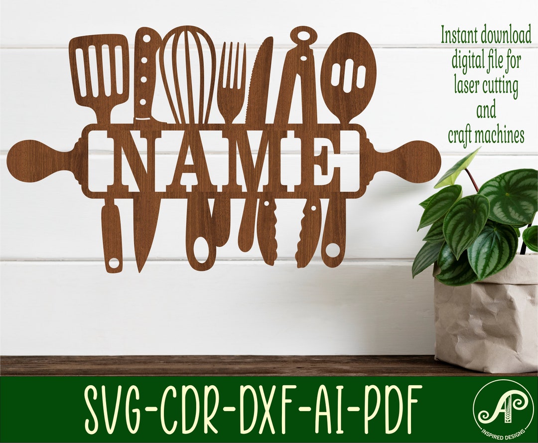 Cooking Name Sign SVG Food Theme Laser Cut Template Door or - Etsy