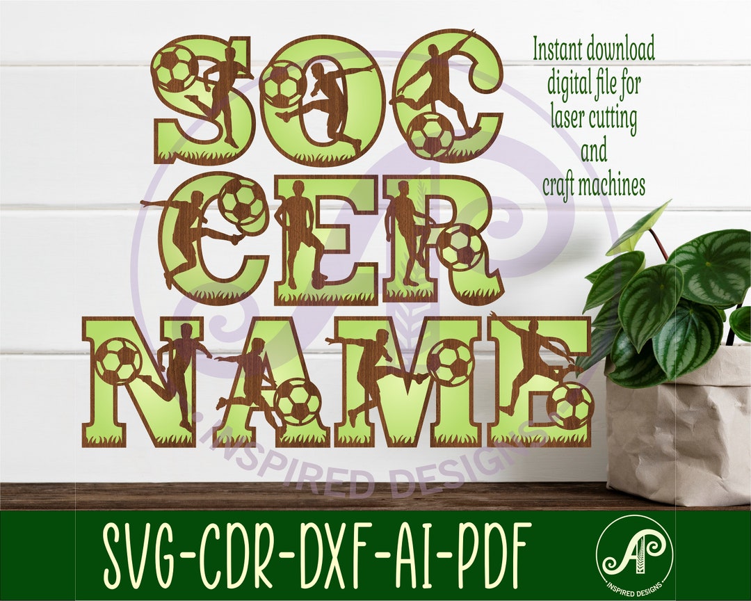 Conjunto de alfabeto de jugador masculino de fútbol/fútbol. Letras de 2 ...