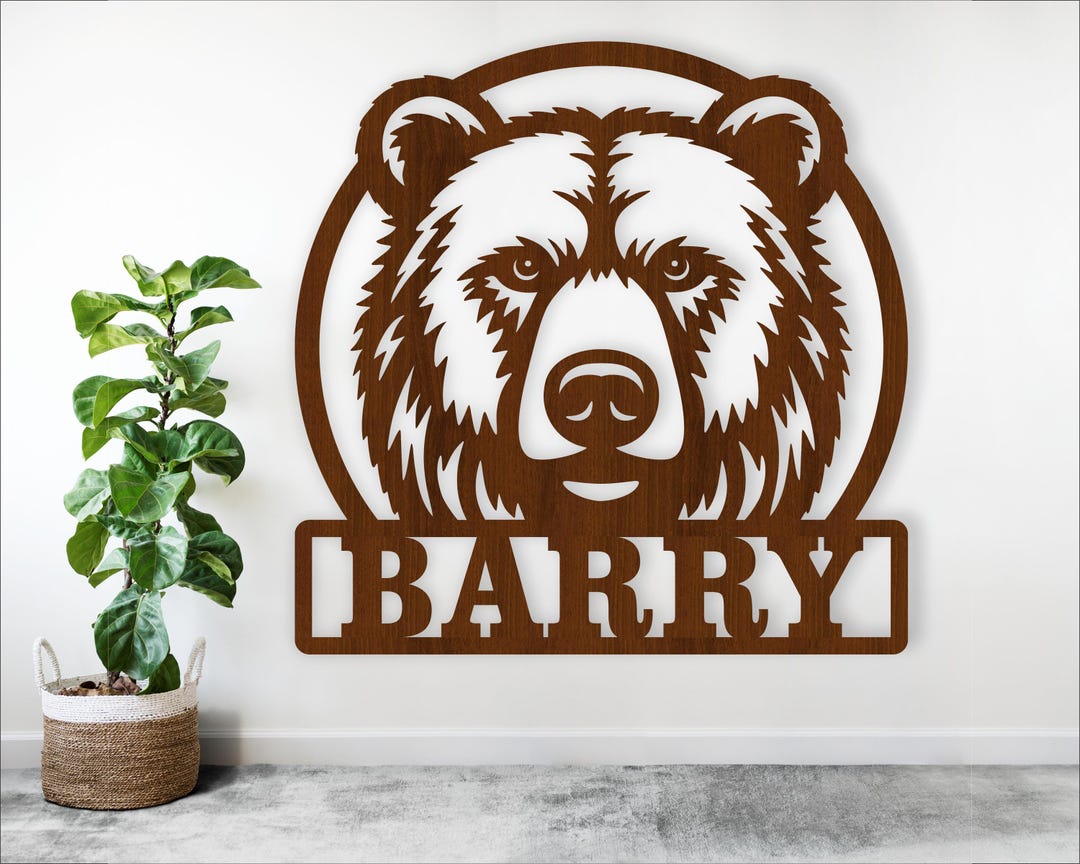 Bear Face Name Sign Laser Cut Template (digital Download) - Etsy