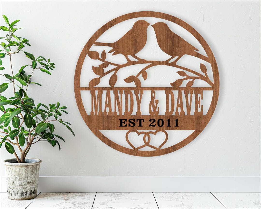 Love Birds Name Sign: Laser Cut Wedding Decor (digital Download) - Etsy