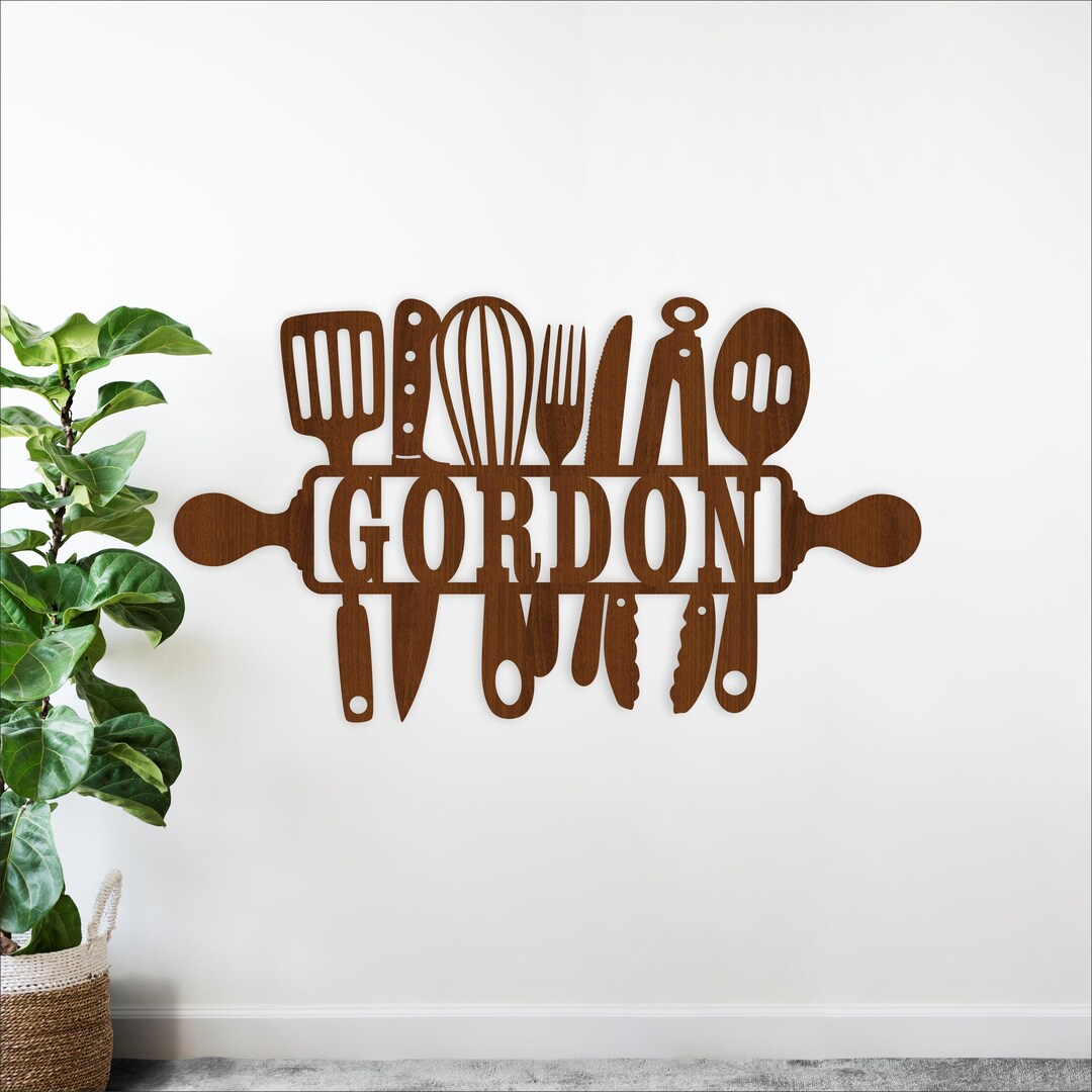 Cooking Name Sign - Kitchen Utensils Personalized Laser Cut Template ...