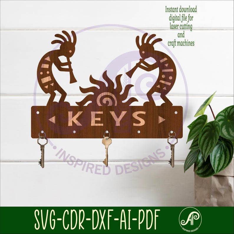 Kokopelli Key Holder SVG - Laser Cut Design - Wood or Metal Native ...