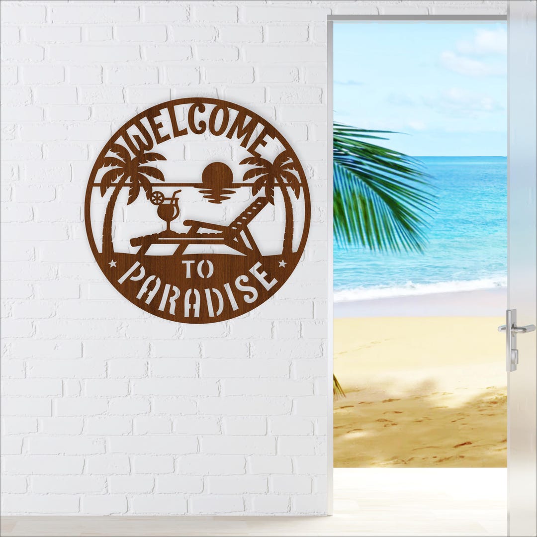 Letrero de pared "Bienvenido al Paraíso" - Decoración costera de casa ...