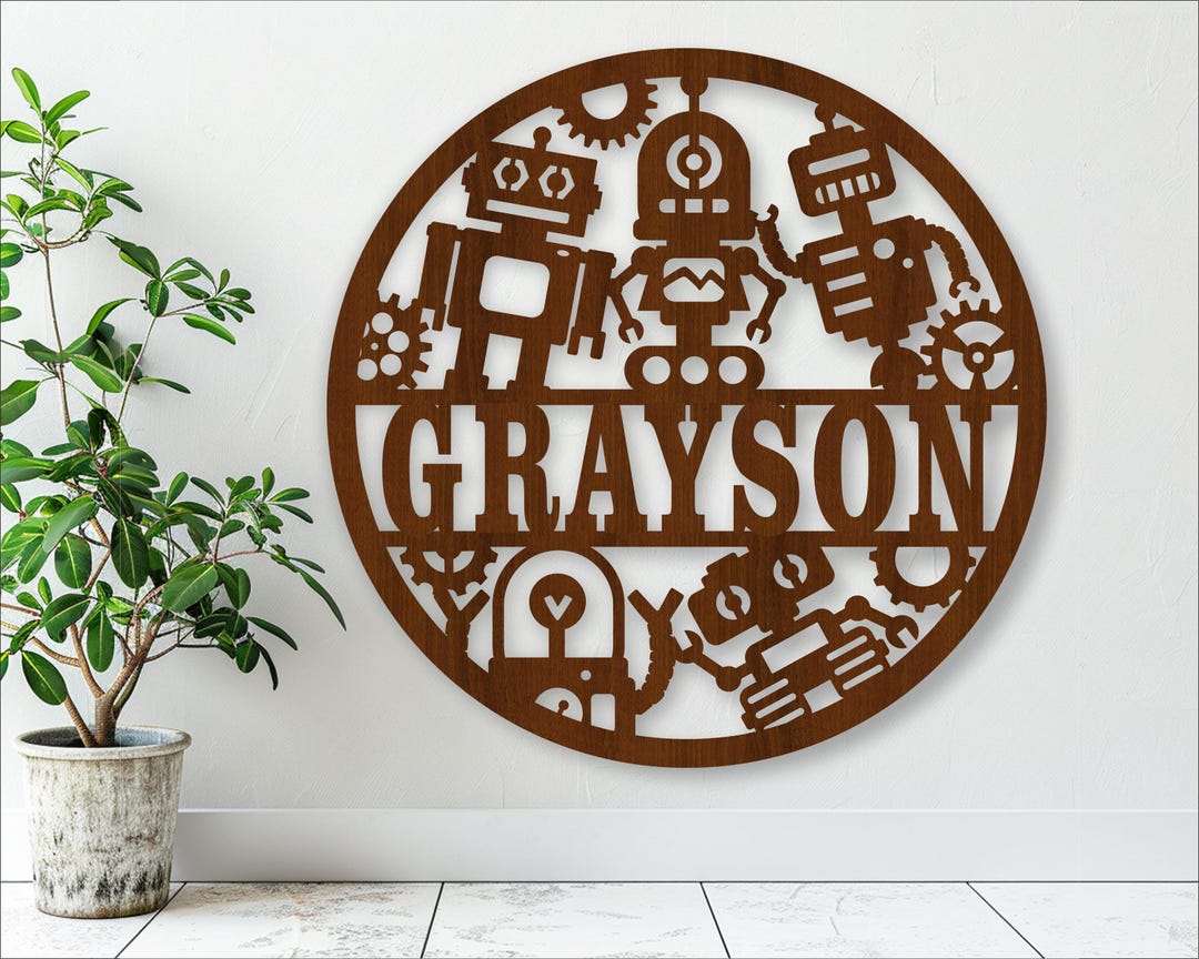 Robot Name Sign: Laser Cut Robotics Wall Hanger (digital Download) - Etsy