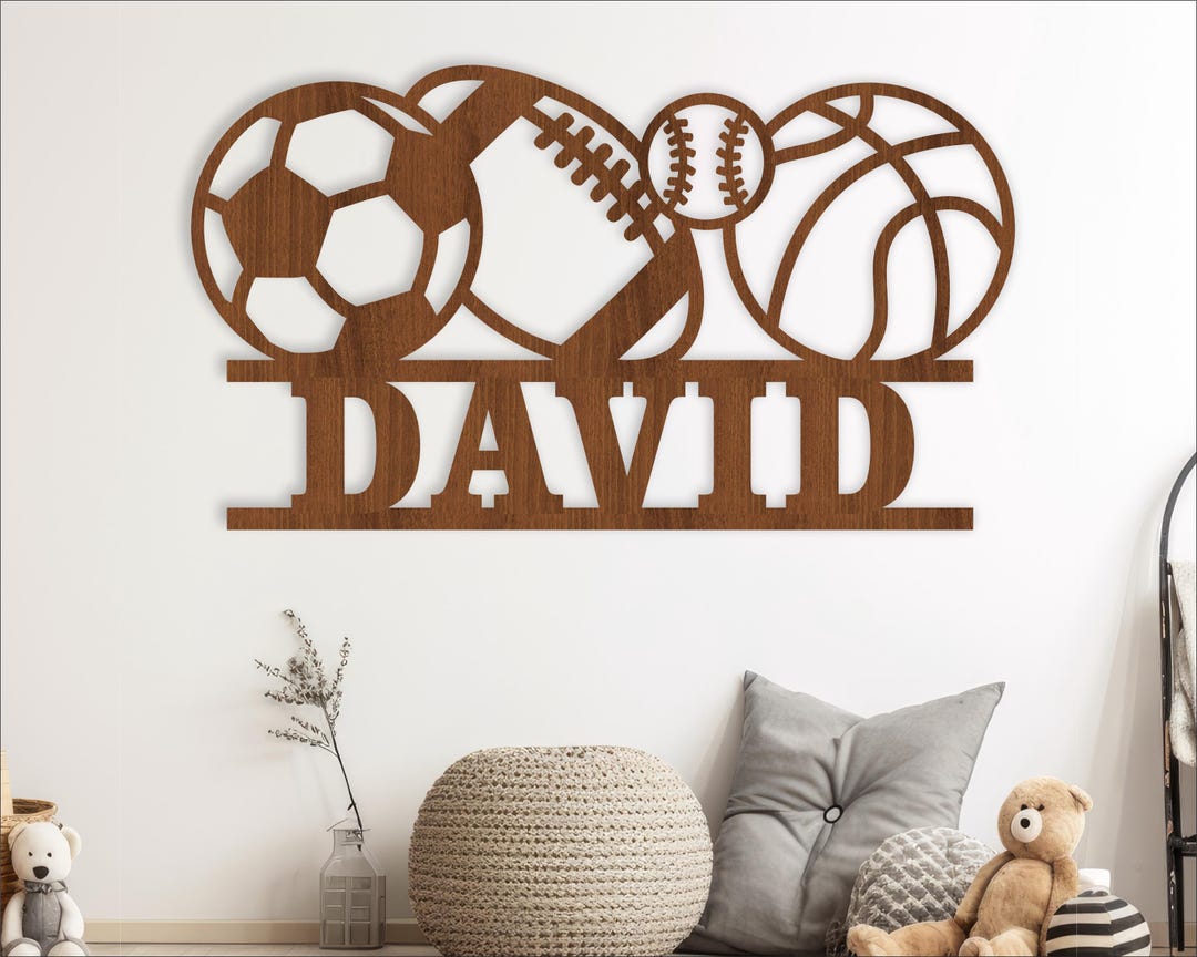 Sports Balls Name Sign SVG Laser Cut Template (digital Download) - Etsy
