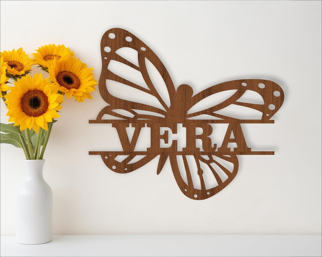 Monarch Butterfly Name Sign SVG Laser Cut Template, Door or Wall Hanger ...
