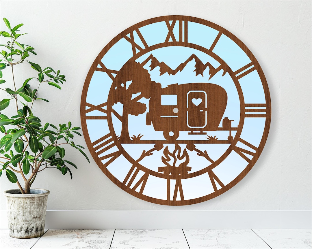 Caravan Wall Clock Laser Cut File: Camping Scene (digital Download) - Etsy