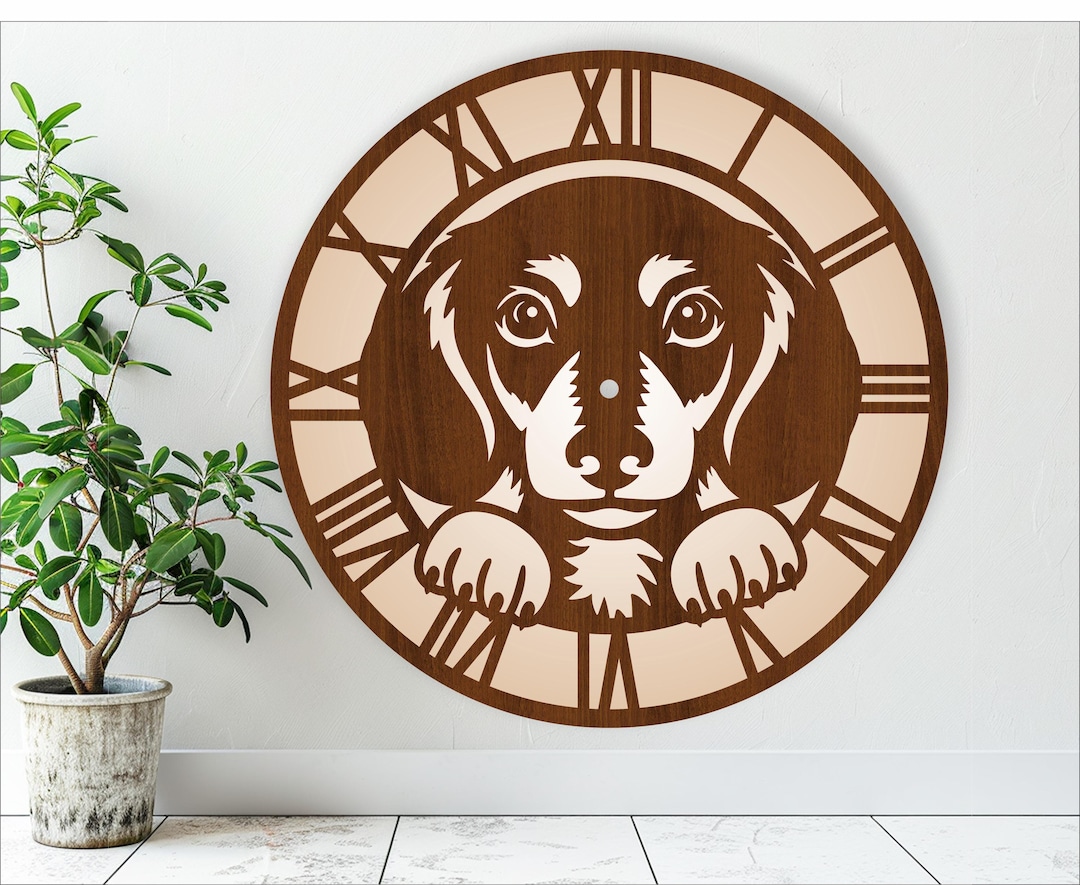 Dachshund Dog Wall Clock Laser Cut Files, SVG File. Vector File Ai, Cdr ...