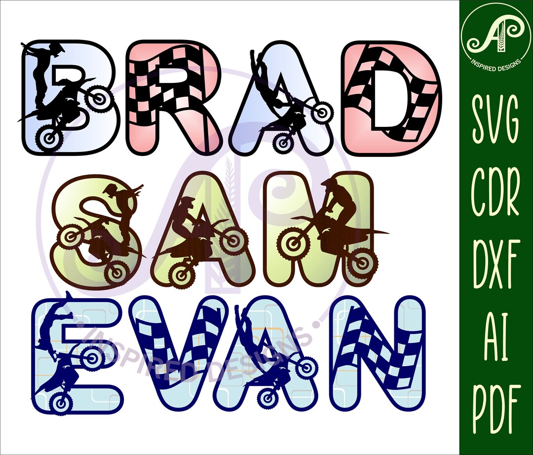 Motocross Alphabet Set. 2 Layer Letters. 56 Letter Options SVG - Etsy