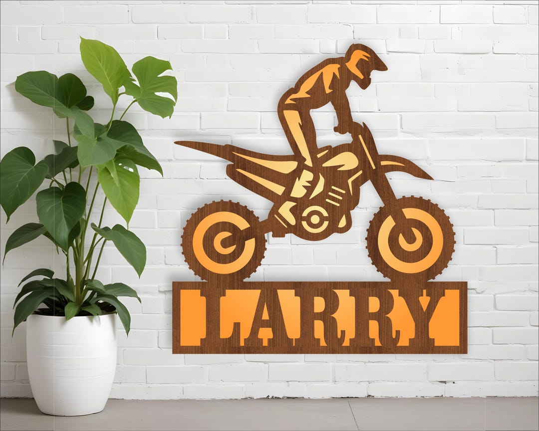Motocross Name Sign SVG Laser Cut Template, Door or Wall Hanger, Vector ...