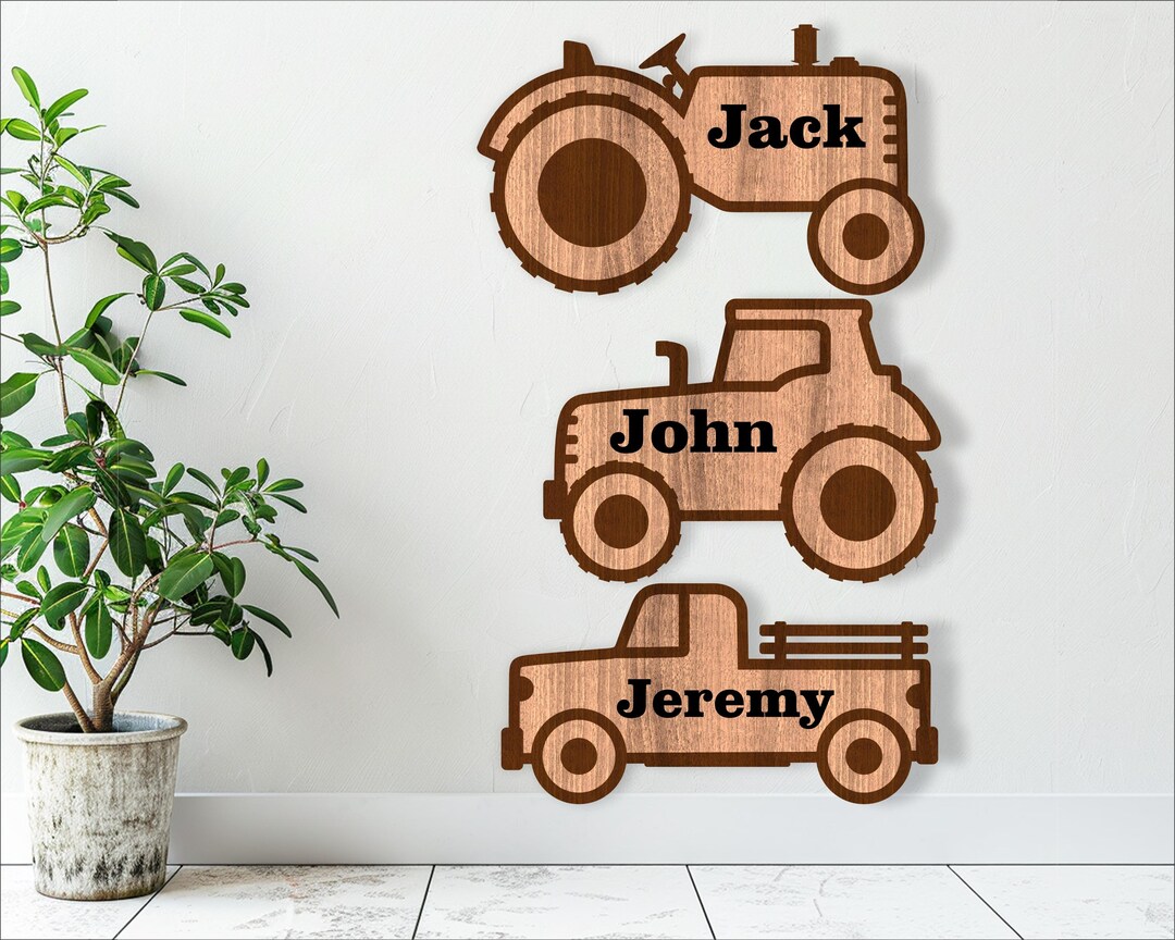 Outline Farm Vehicle Name Signs SVG Laser Cut Template, Two Layer Shape ...