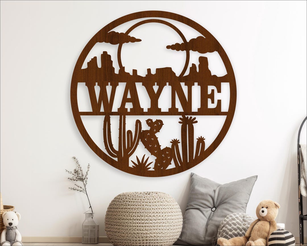 Cactus Desert Name Sign, SVG, Outdoors Themed Door or Wall Hanger ...
