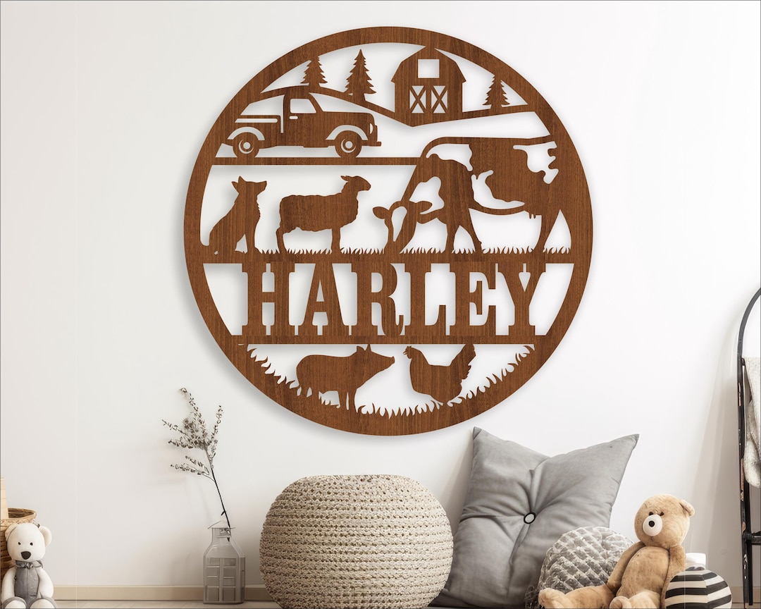 Farm Animal Name Sign: Laser Cut SVG Template (digital Download) - Etsy