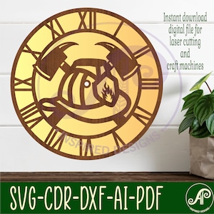 Fire Helmet Wall Clock Laser Cut Files SVG (digital Download ...