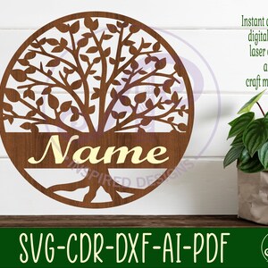 Tree Design Name Sign, Laser Cut File SVG, Nature Themed Door or Wall ...