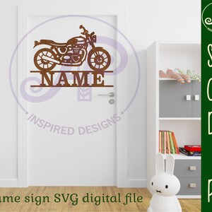 Motorbike Name Sign Svg Laser Cut Template, Door or Wall Hanger, Svg ...