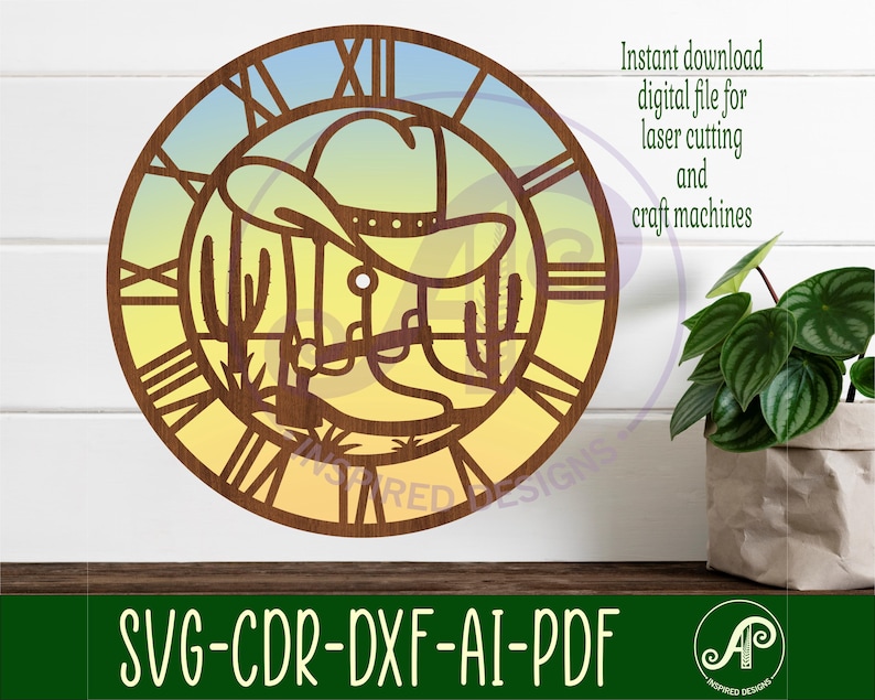 Cowboy Boots Rodeo Wall Clock Laser Cut Files (digital Download) - Etsy