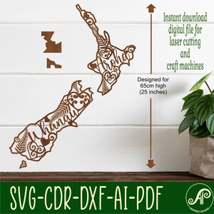 3 New Zealand Outline Designs SVG Laser Cut File, Wall Decor. Kiwiana ...