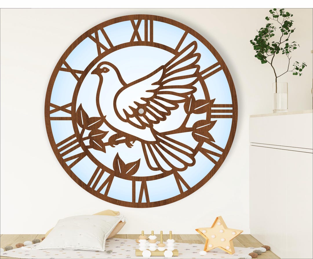 Dove Wall Clock Laser Cut Files, SVG File. Vector File Ai, Cdr, Dxf ...