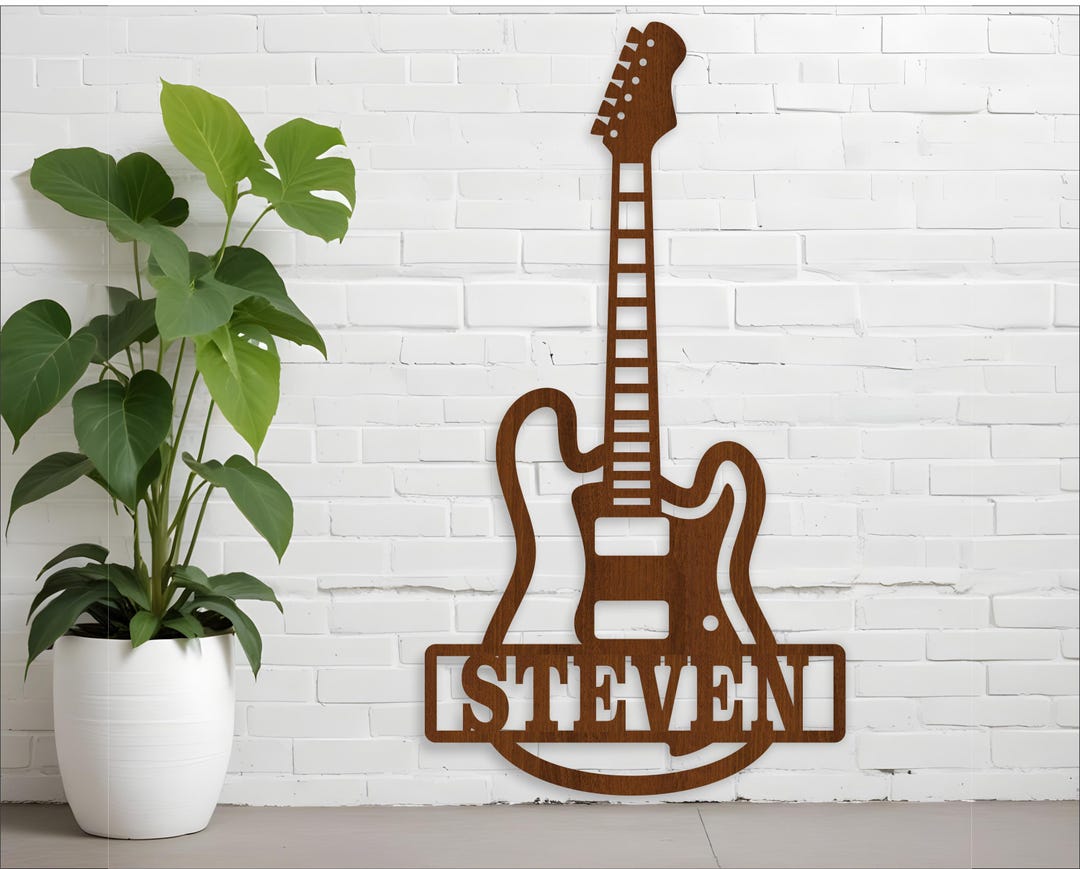 Electric Guitar Name Sign SVG - Music Personalized Laser Cut Template ...
