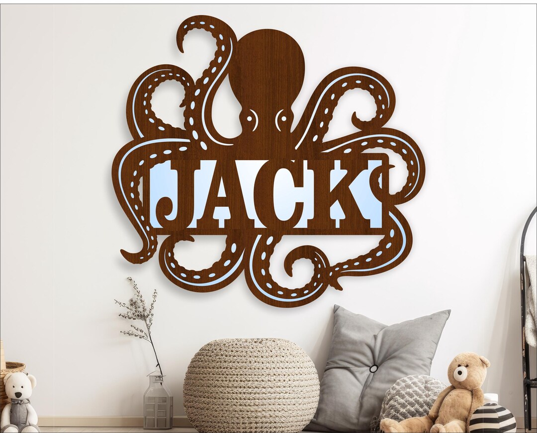 Octopus Name Sign SVG Laser Cut Template (digital Download) - Etsy