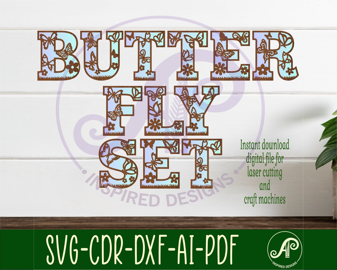 Butterfly and Flower Alphabet Letter Set. 2 Layer X 52 Letters SVG File ...
