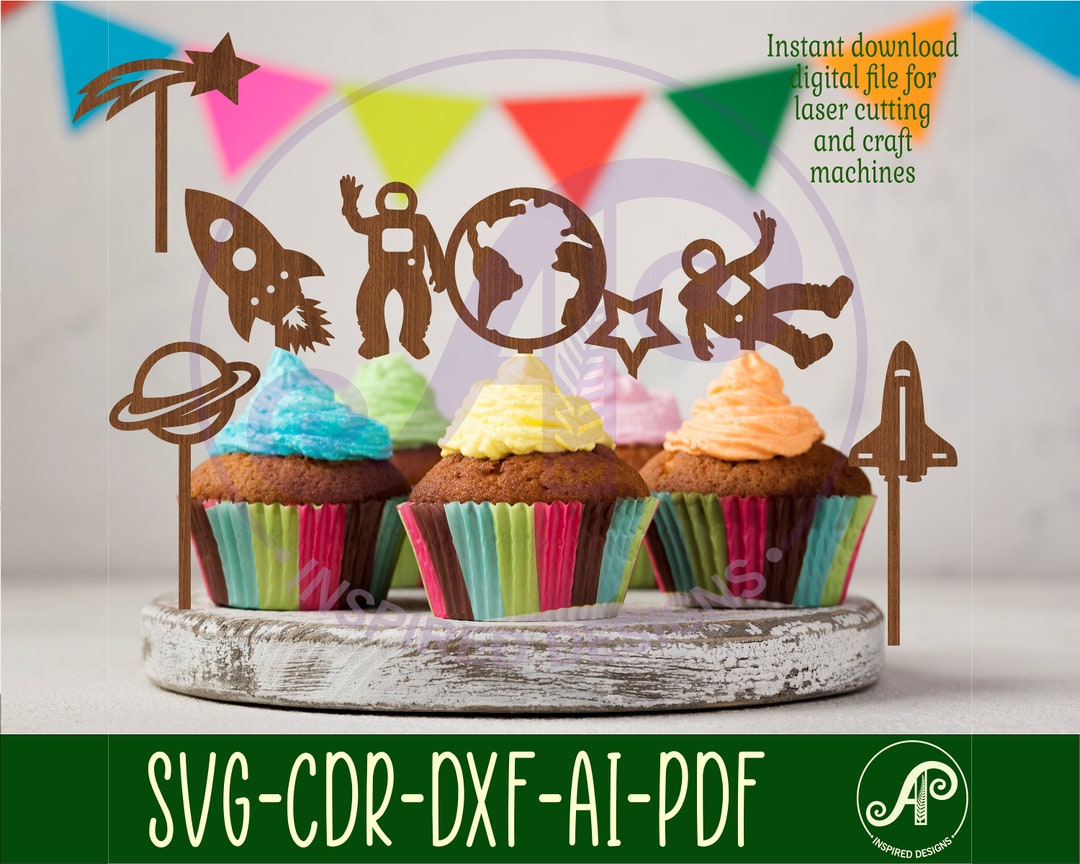 Space Toppers, 8 Designs SVG Laser Cut, Instant Download Pdf, Dxf, Ai ...