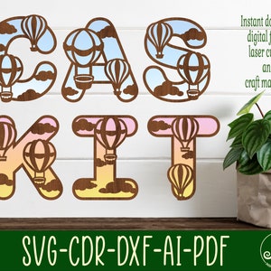 Hot Air Balloon Alphabet Set. 2 Layer Letters. 49 Letter Options SVG ...