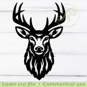 Stag Face Design. Laser Cut File. Vector File SVG Ai, Cdr, Dxf Instant ...