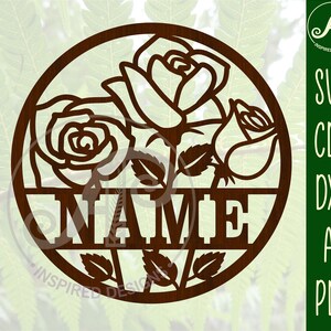 Roses Name Sign, SVG, Flower Themed Door or Wall Hanger, Laser Cut ...