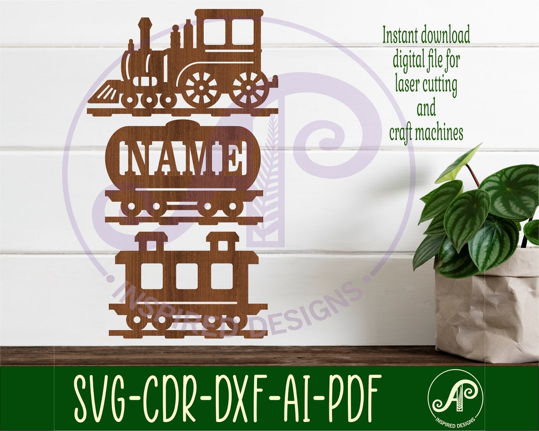 Train Name Sign SVG Laser Cut Template, Nursery Decor, Vector File Ai ...