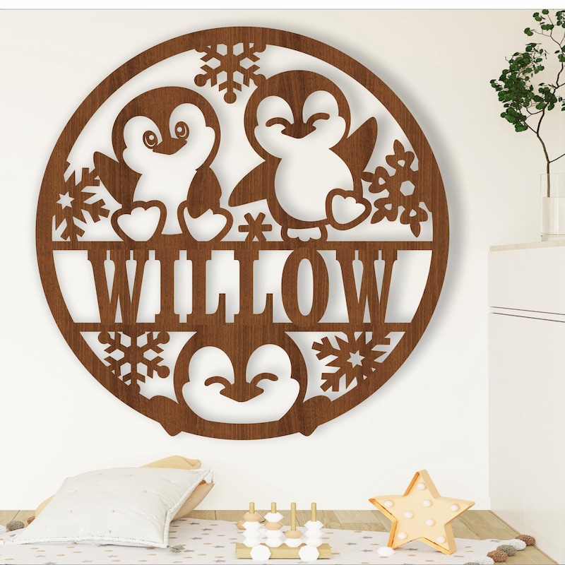 Nursery Name Sign Penguin - Etsy