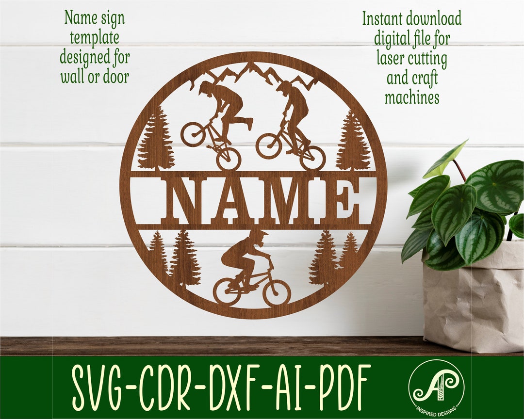BMX Name Sign, SVG, Sports Themed Door or Wall Hanger, Laser Cut ...
