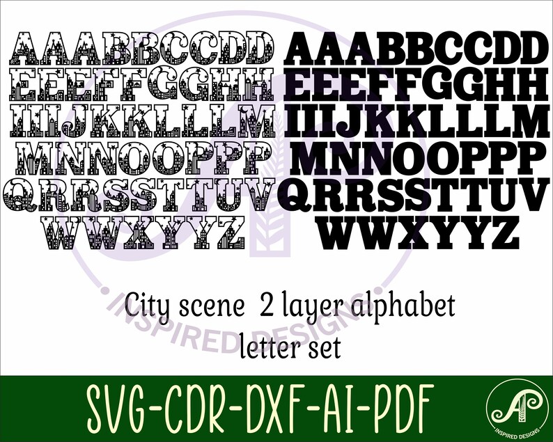 City Scene Alphabet Set. 2 Layer Letters. 51 Letter Options SVG File ...