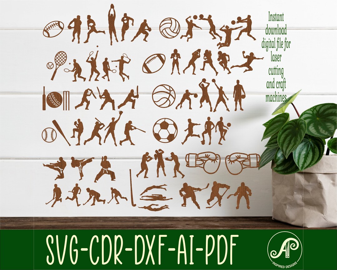 Sport Men Cut Out Designs, 58 Laser Cut Shapes Vector SVG Files , Ai ...