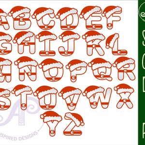 Santa Hat Alphabet Set. 2 Layer Letters 26 Letters SVG Cut File Vector ...