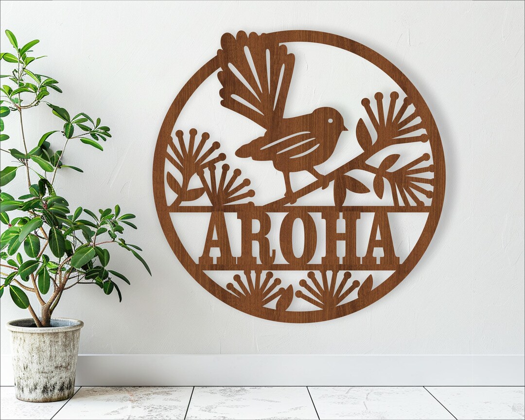New Zealand Fantail Name Sign, SVG, Kiwiana Themed Door or Wall Hanger ...