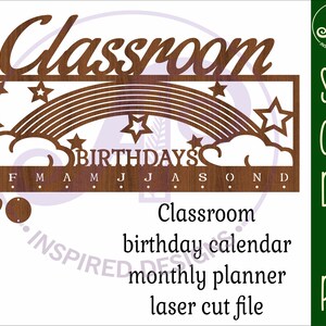 Classroom Rainbow Birthdays Calendar SVG File. Vector File Ai, Cdr, Dxf ...