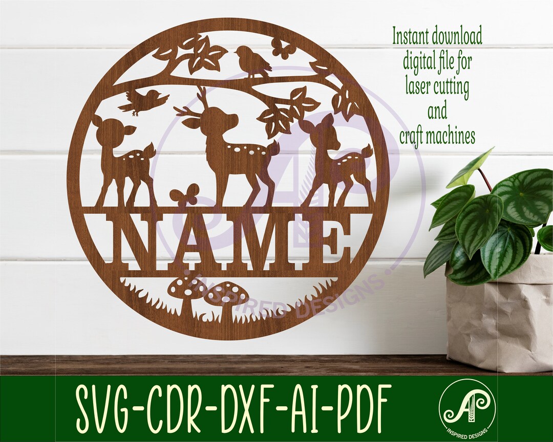 Woodland Deer Sign SVG Nature Themed Door or Wall Hanger - Etsy